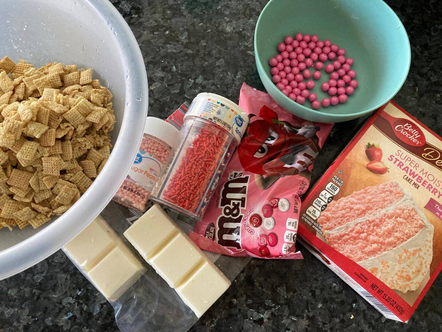 Strawberry Valentine Chex Mix - Out of the Box Baking