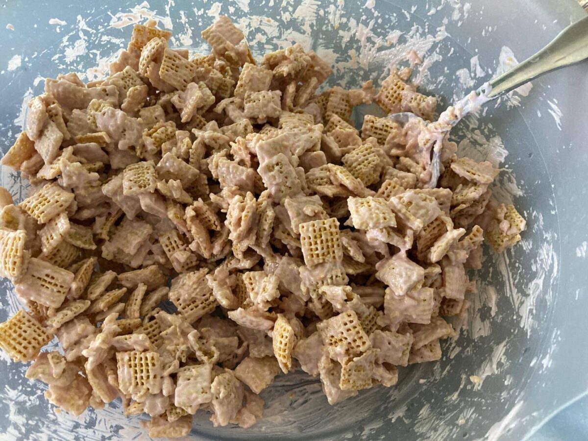 Strawberry Valentine Chex Mix - Out of the Box Baking