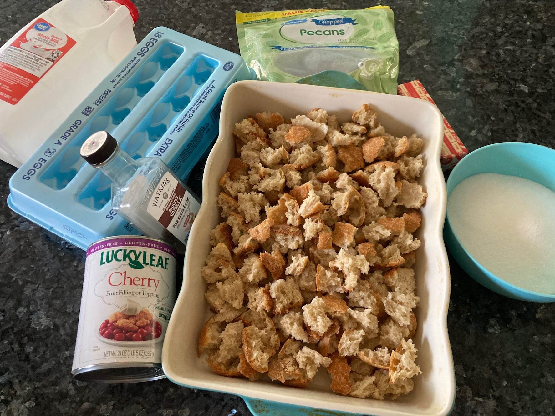 Delicious Cherry Bread Pudding - Out of the Box Baking