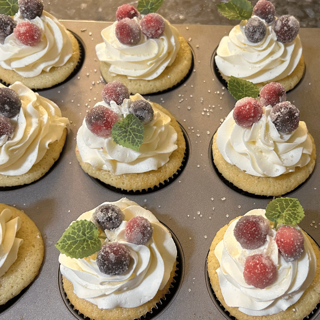 Sparkling Cranberry White Chocolate Cupcakes - Out of the Box Baking