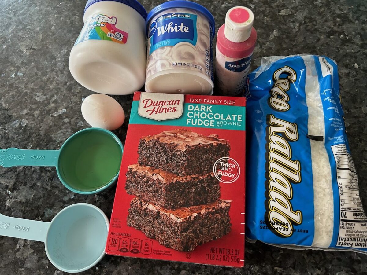 Simple Snowball Brownies - Out of the Box Baking