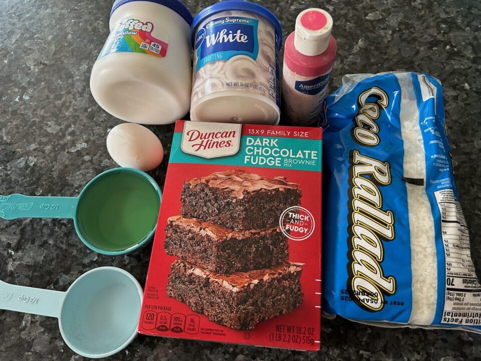 Simple Snowball Brownies - Out of the Box Baking
